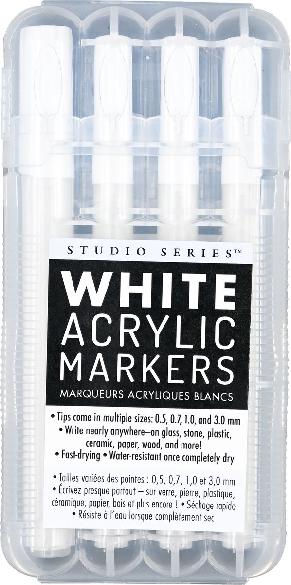 Studio Series White Acrylic Markers (Set of 4 Permanent Markers with ...