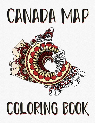 Canada Map Coloring Book: Canadian Map Couloring Book with Motifs ...
